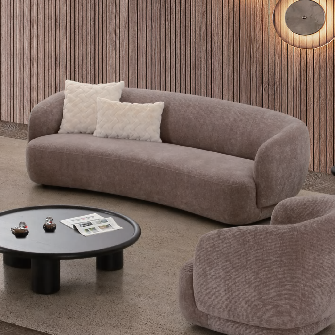 Puffy 3 Seater Sofa Textured Mushroom | Future Classics Furniture