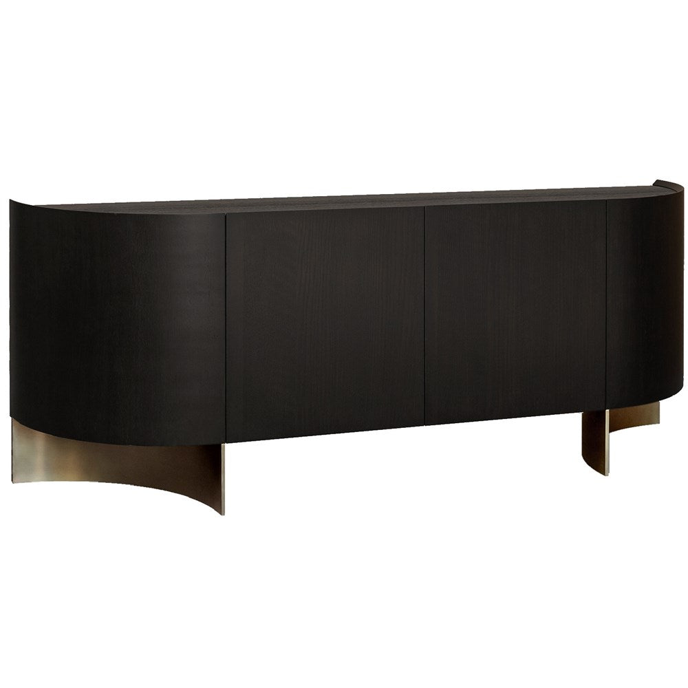 Sideboard Cabinet/Buffet (Black Wood/Gold) - Amalfi