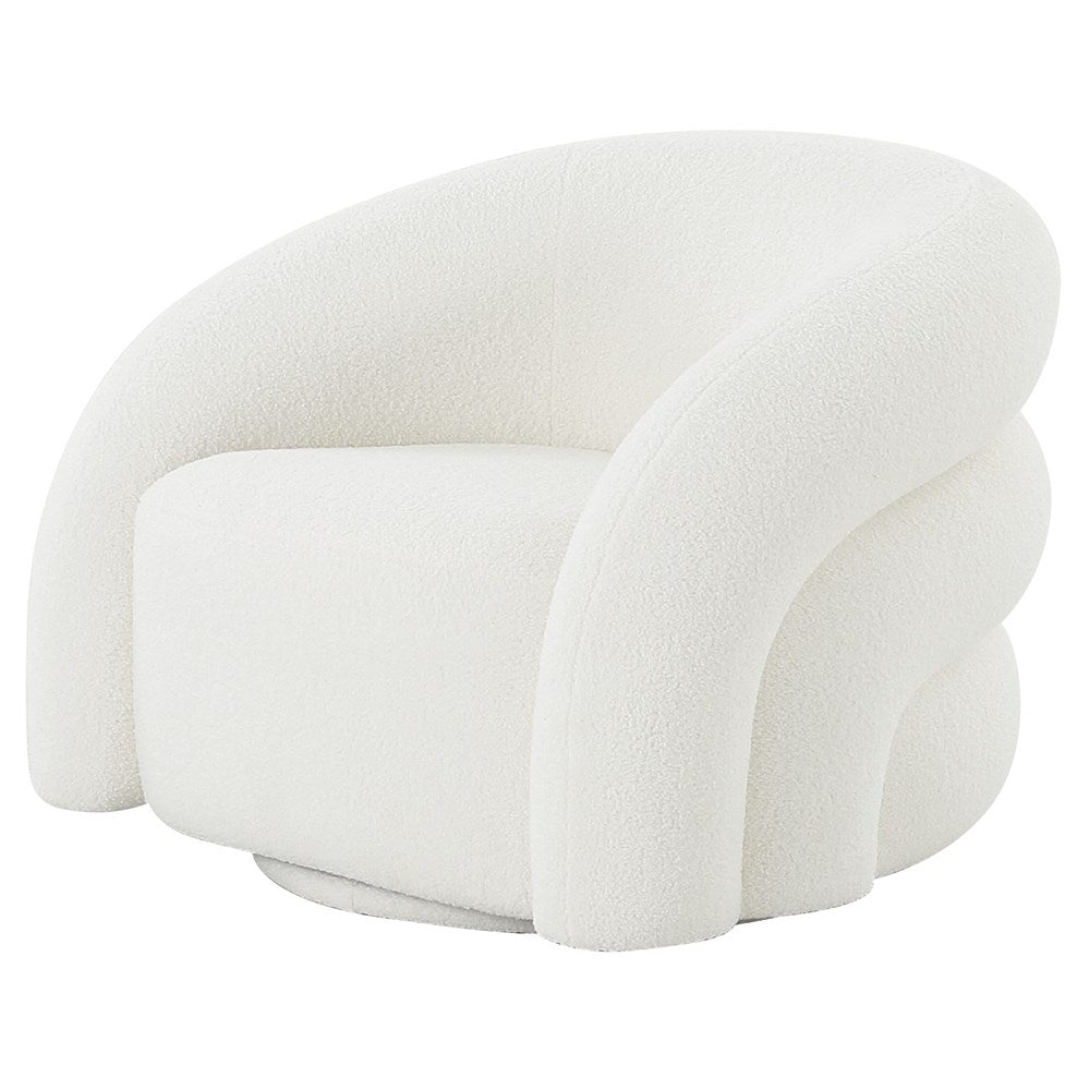 Swivel Arm Chair/Occasional Chair (White Wool Fabric) - Ventosa